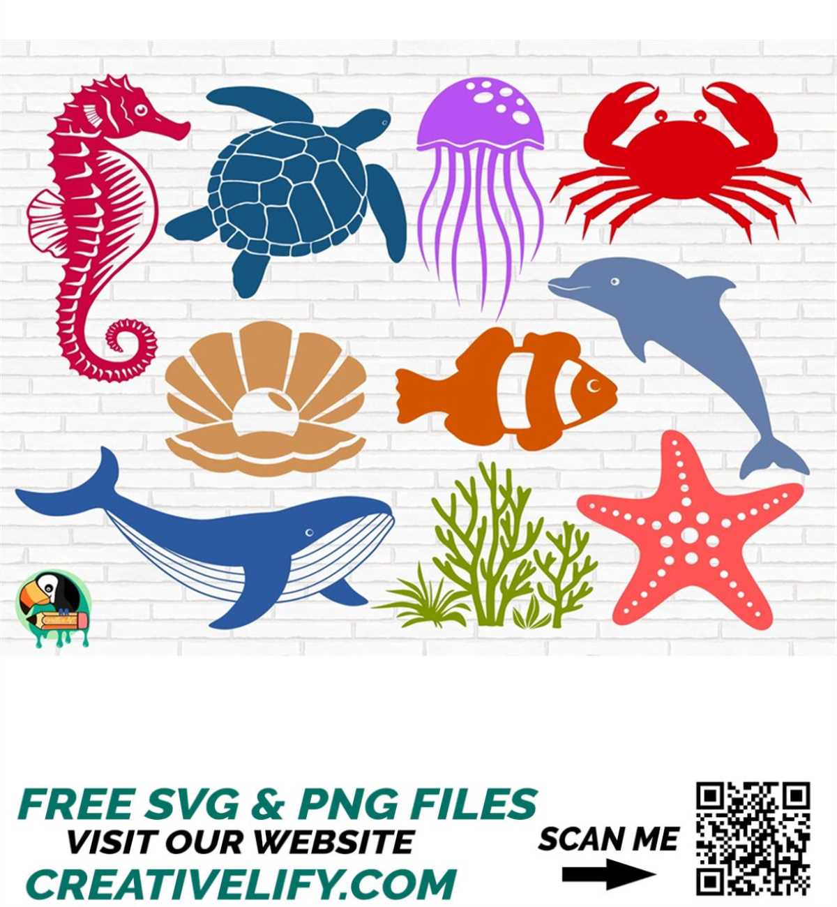 Ocean Animals SVG Bundle, Sea Creatures Svg, Seahorse Svg, D - Inspire ...
