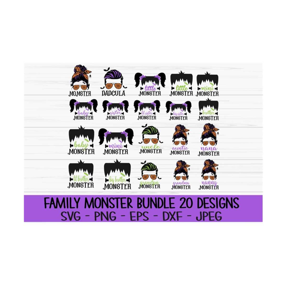 family monster svg, halloween svg, monster bundle svg, Dxf, | Inspire ...