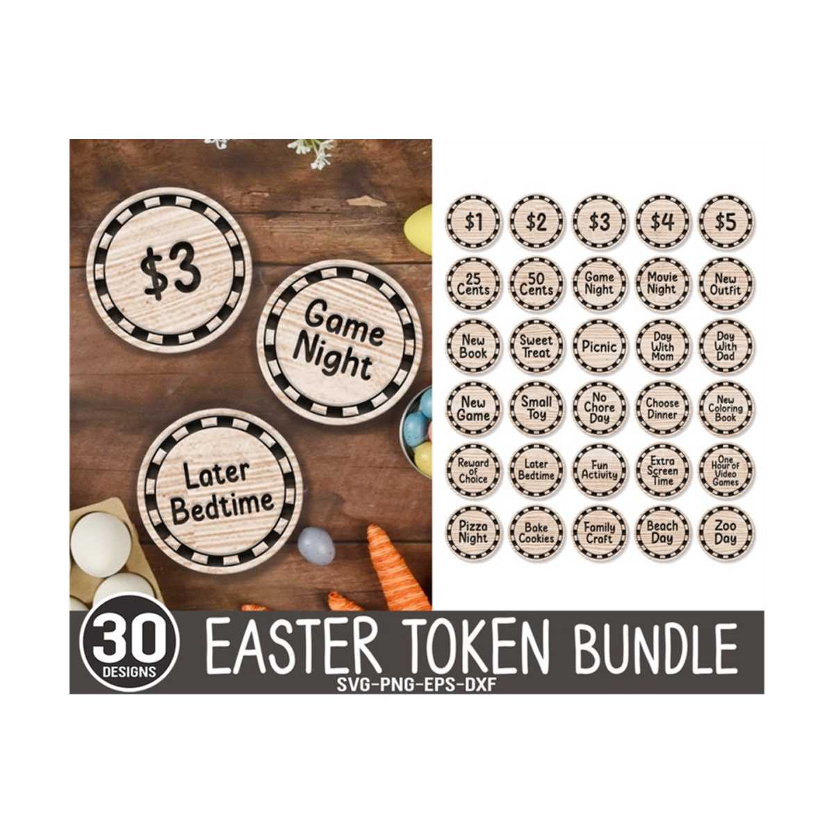 30 Redeemable Easter Token SVG, Kids Easter Laser files, Eas - Inspire ...