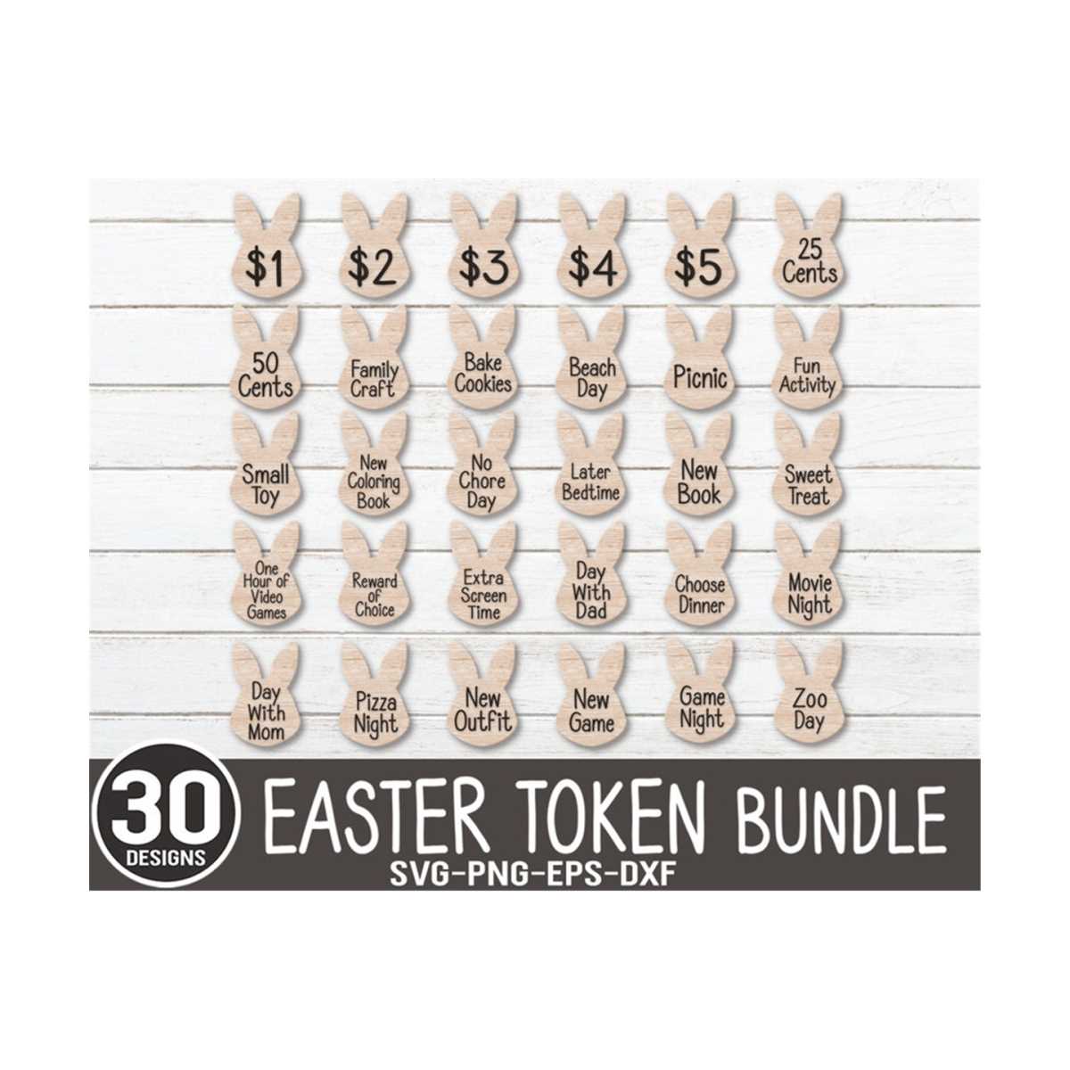 30 Easter Bunny Token SVG, Easter Laser files Bundle, Easter | Inspire ...