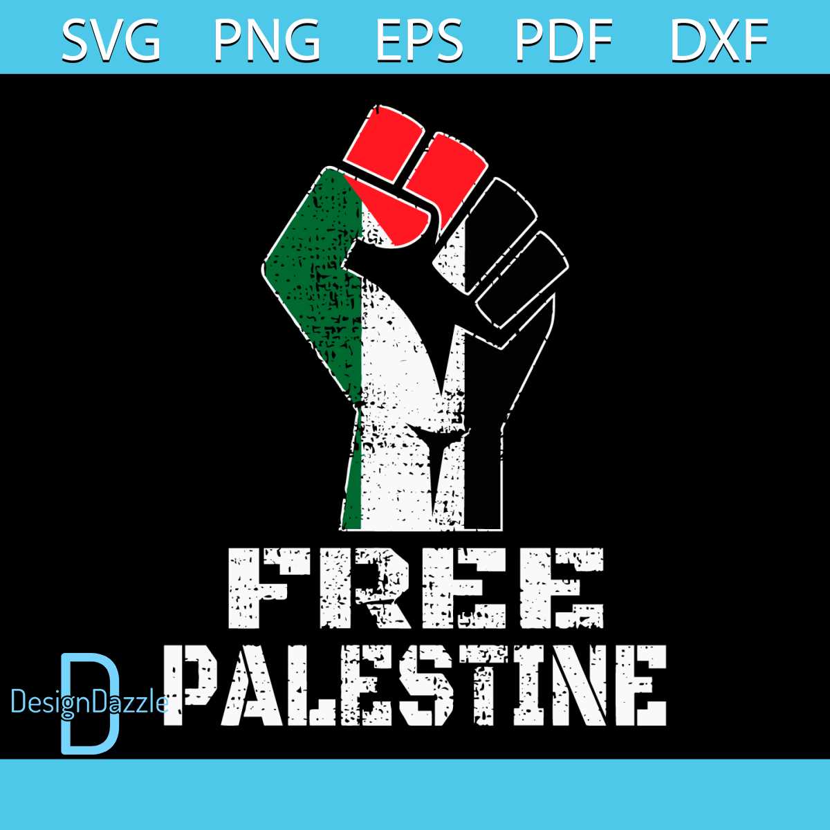 Vintage Raise Hand Free Palestine SVG Graphic Design File | Inspire Uplift