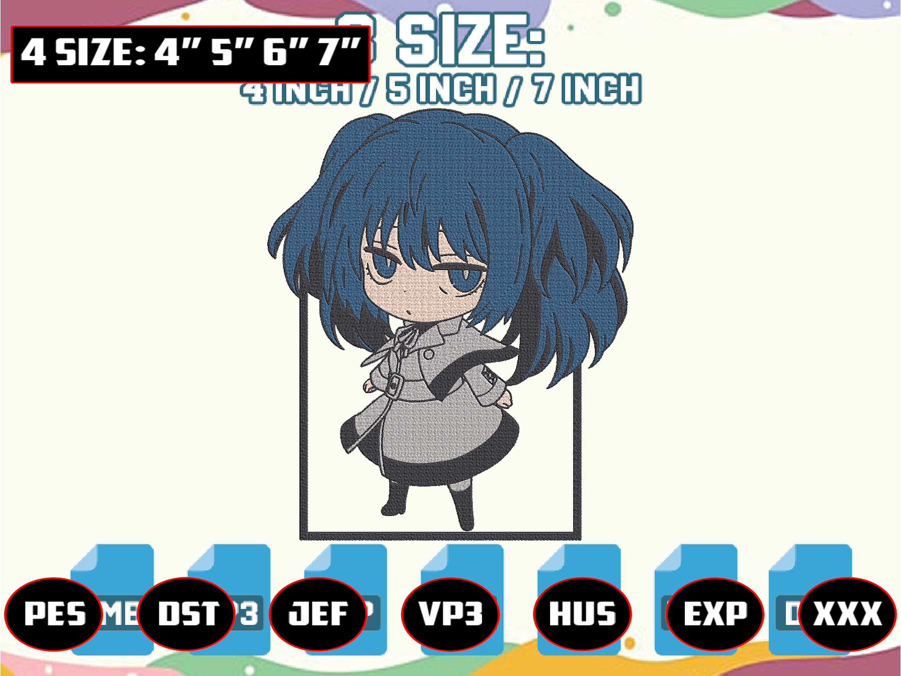 Cute Anime Girl Embroidery Anime Hero Embroidery Designs E Inspire Uplift