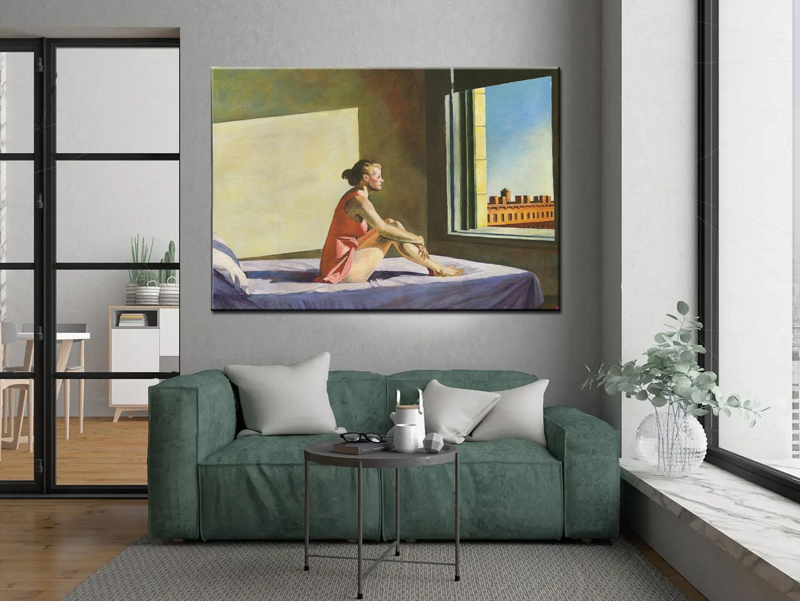 Edward Hopper - Morning Sun Canvas Print, Large Framed Moder | Inspire ...