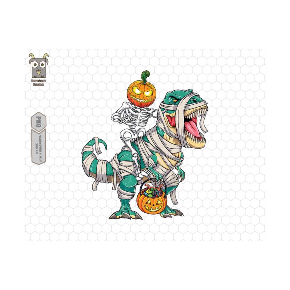 Skeleton Halloween Png, Mummy Dinosaur Png, T-rex Halloween, | Inspire ...