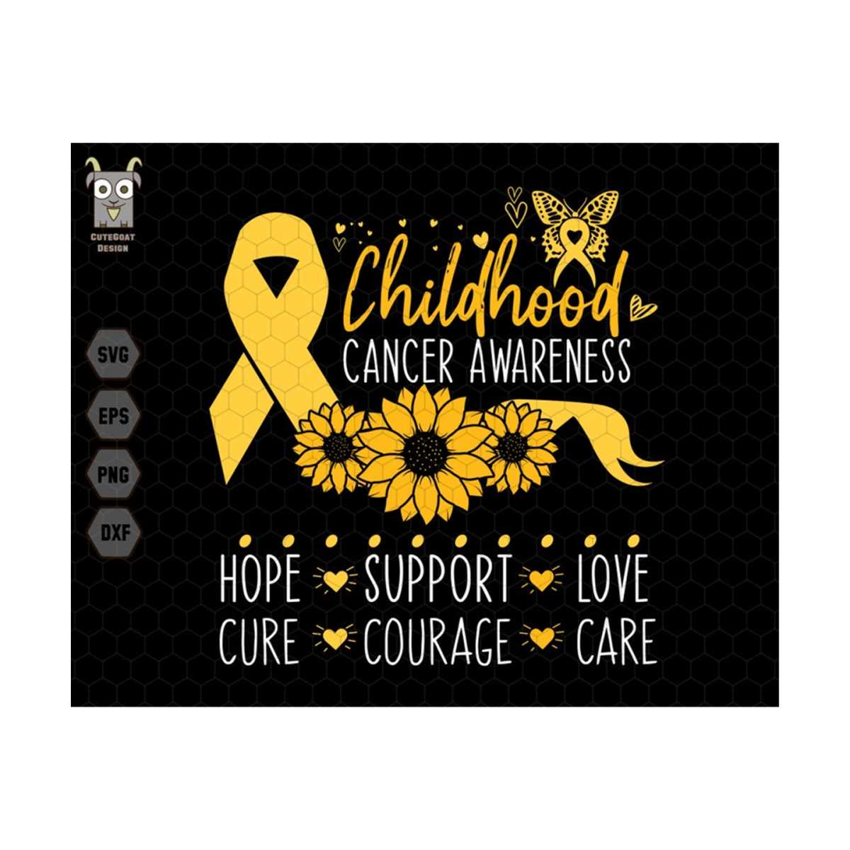 Childhood Cancer Awareness Svg, Hope Support Love Svg, Cure | Inspire ...