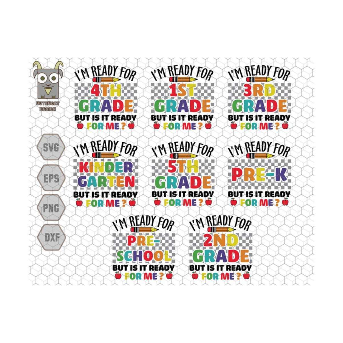 Back To School Svg Bundle, Kindergarten Svg, I'm Ready For 1 | Inspire ...