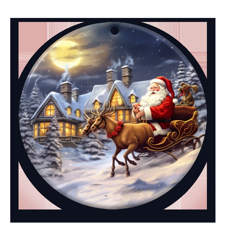 Christmas Santa Scene Ornament Sublimation | Inspire Uplift