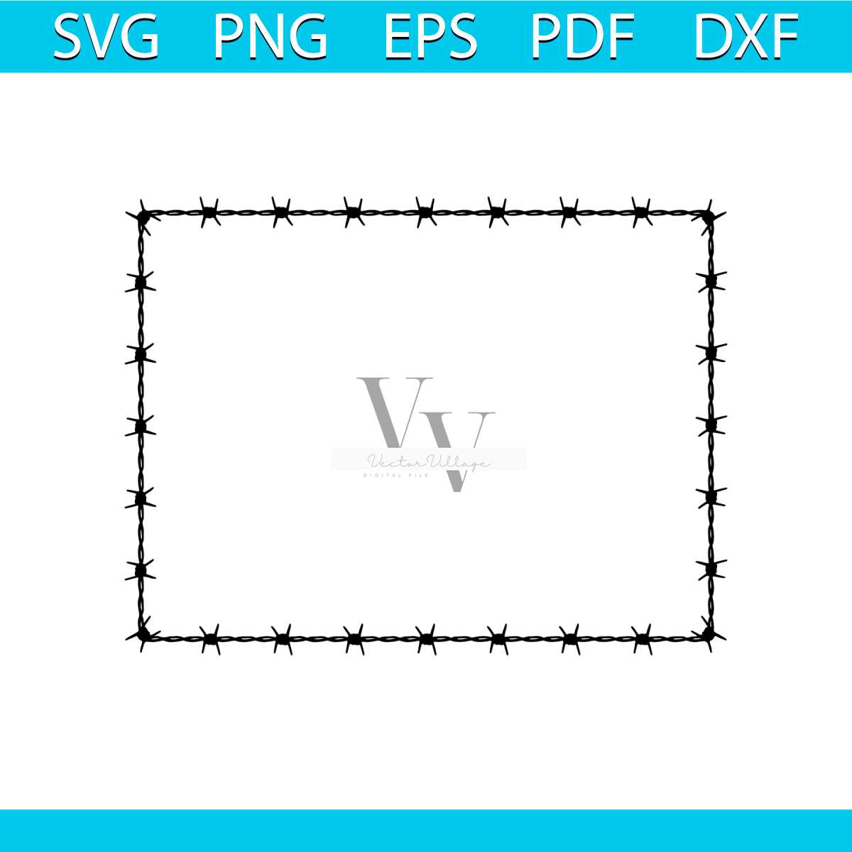 Barbed Wire Rectangle Frame Svg, Barb Wire Wreath Svg, Fence | Inspire ...
