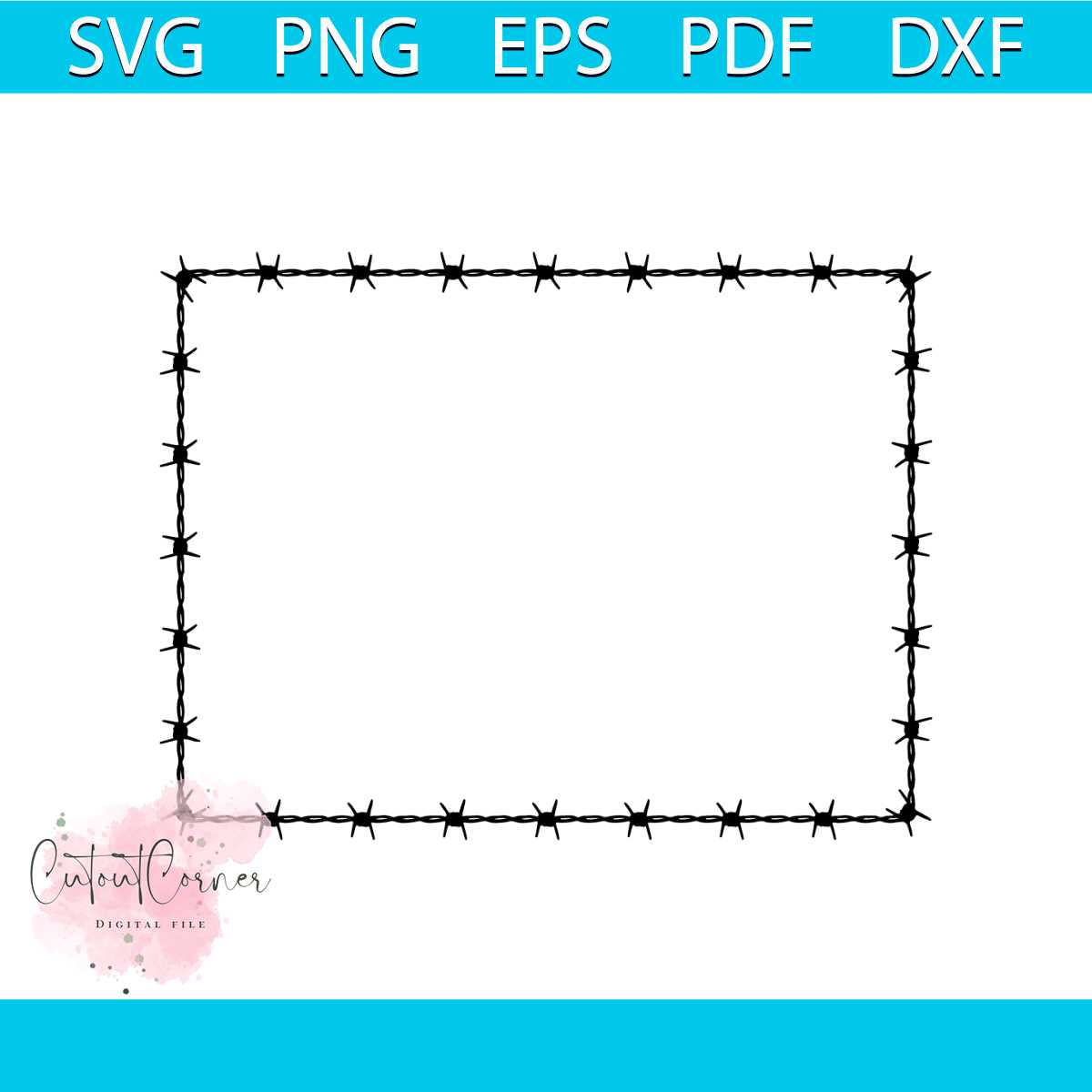 Barbed Wire Rectangle Frame Svg, Barb Wire Wreath Svg, Fence | Inspire ...