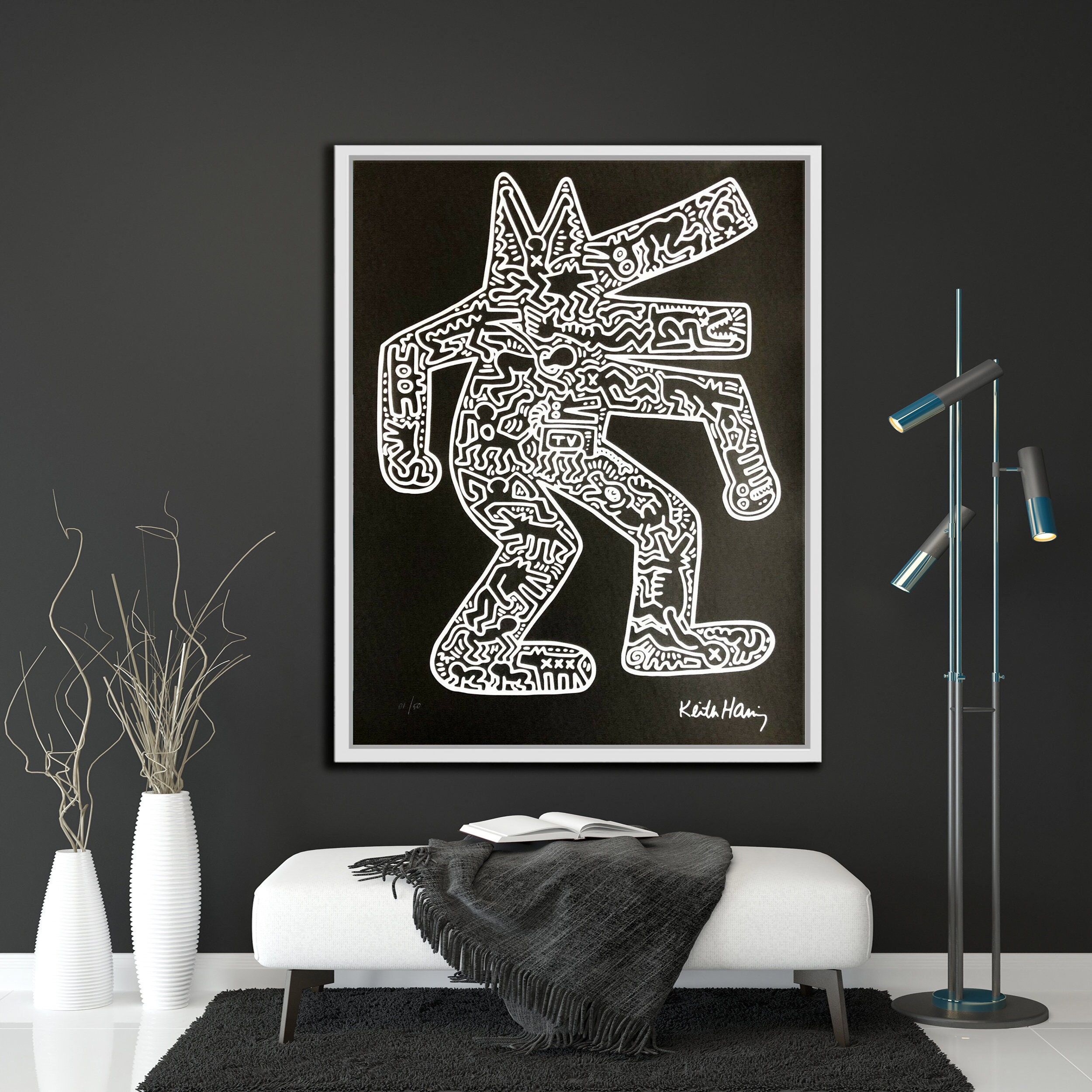 Keith Haring Dog Canvas, Keith Haring , Keith Haring Print, | Inspire ...