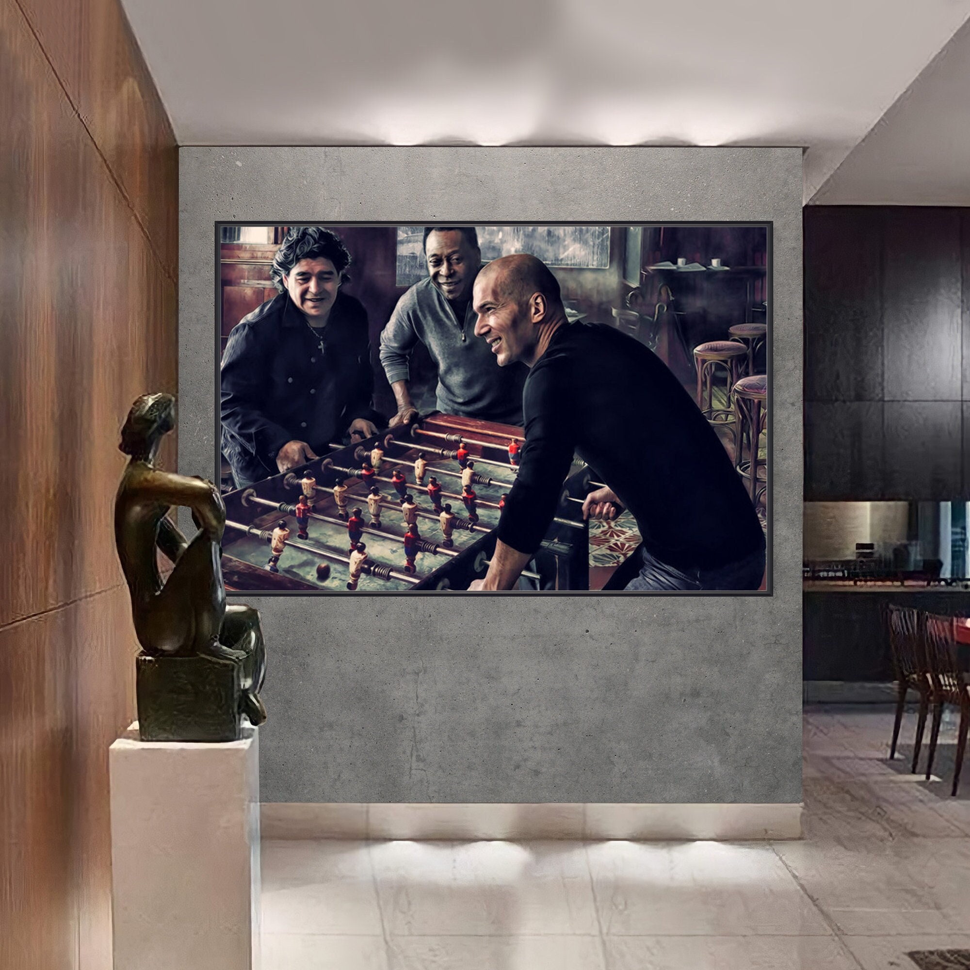 Maradona Zidane Pele Wall Art, Football Legends Fun Art, Zid - Inspire Uplift