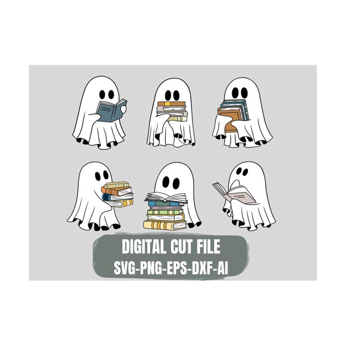 Cute Ghost Book SVG | Ghost Reading Books SVG | Book Lover S | Inspire ...