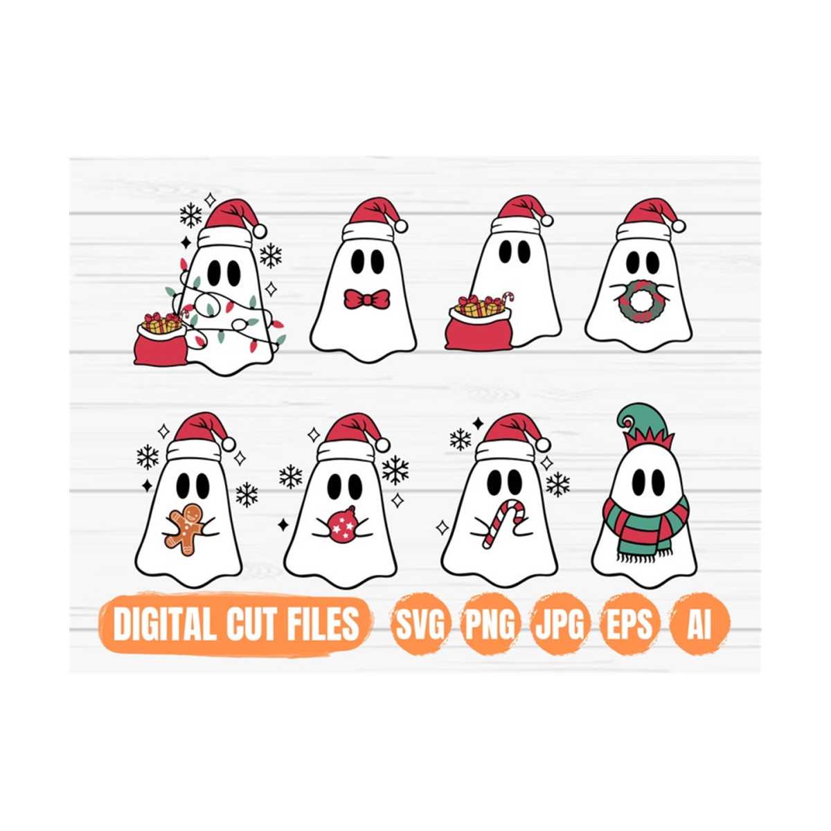 Cute Ghost SVG, Spooky Christmas SVG, Christmas Ghost Clipar | Inspire ...