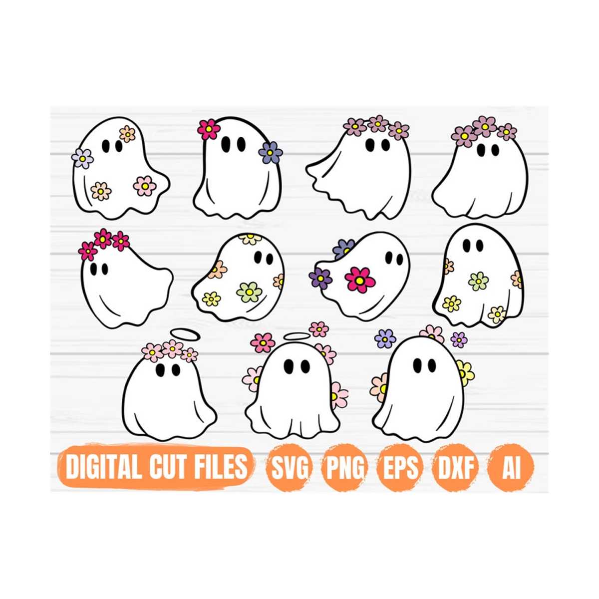 Floral Ghost SVG, Cute Ghost SVG, Boo SVG, Cute Halloween Sv | Inspire ...