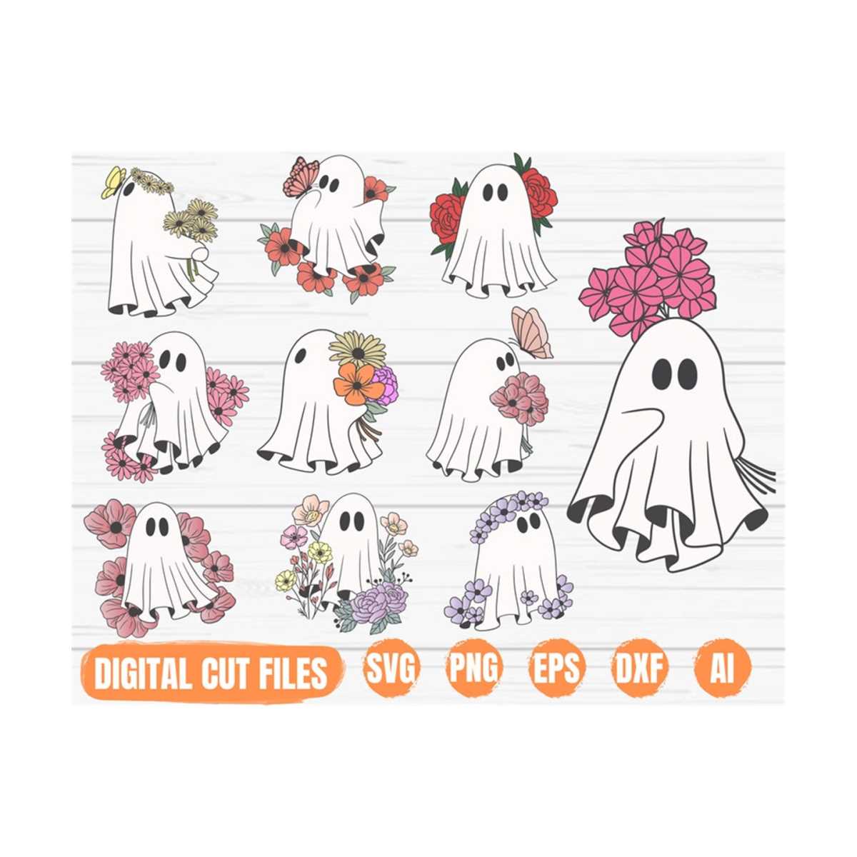 Cute Ghost SVG, Flower Ghost SVG, Spooky Season svg, Cute Ha | Inspire ...