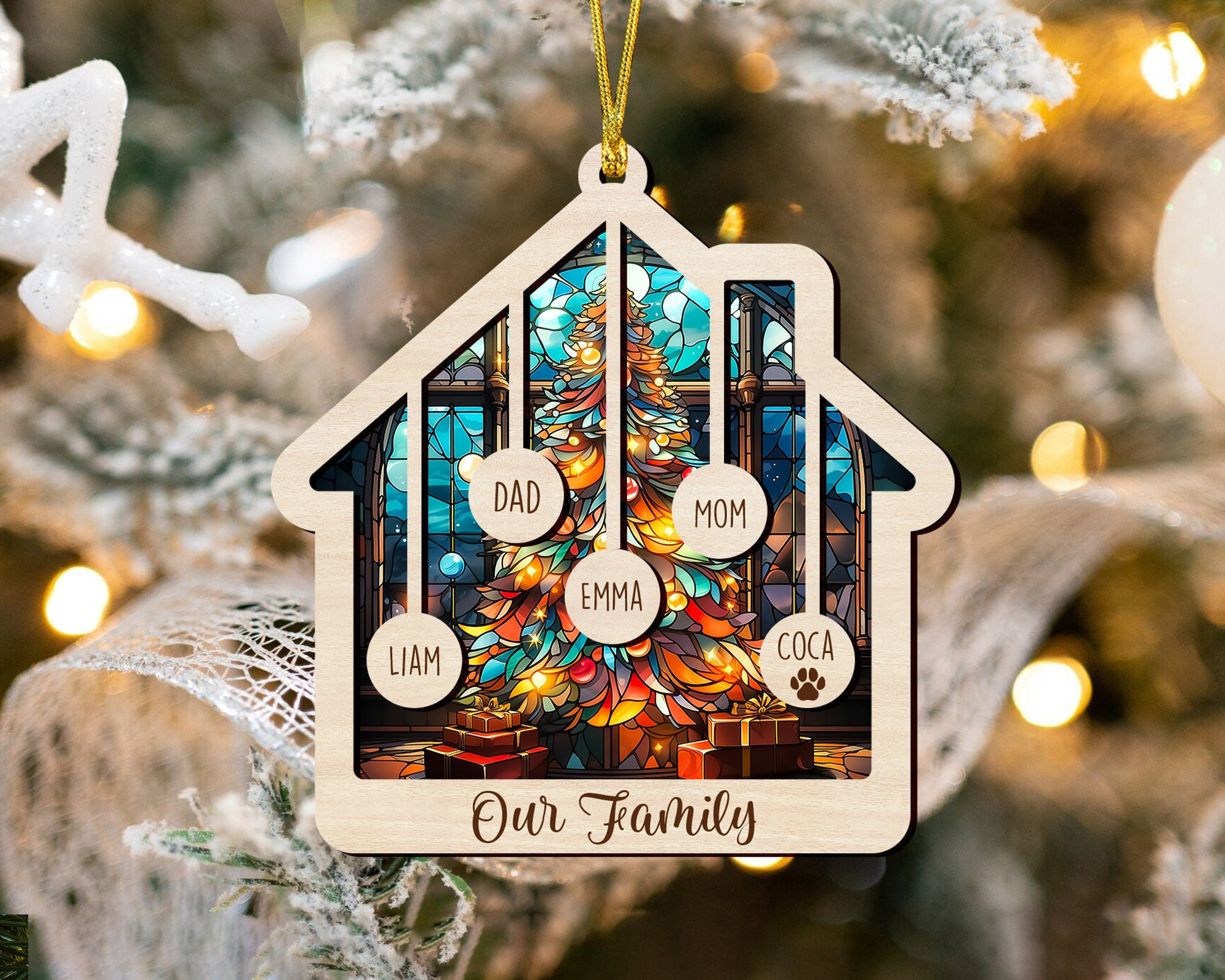 Custom Family Suncatcher Ornament, 2023 Family Christmas Kee - Inspire ...