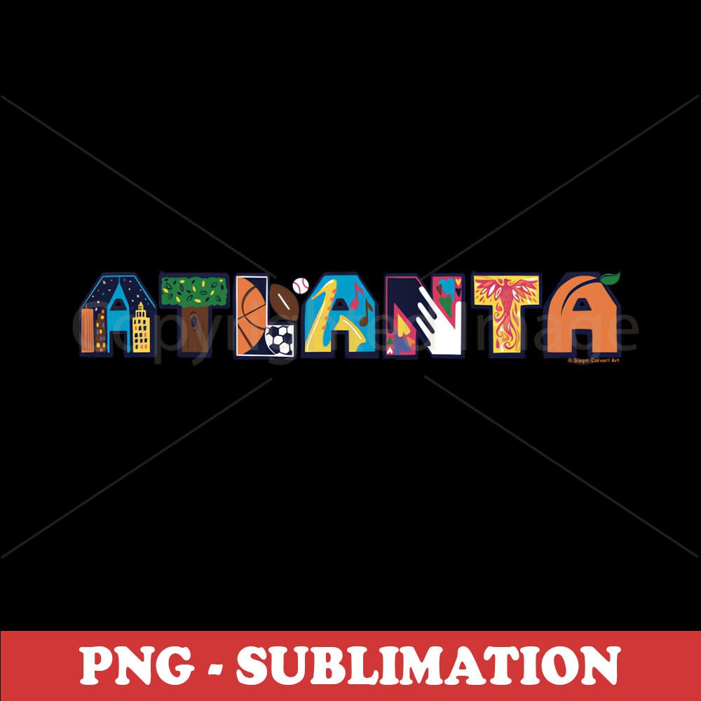 Atlanta Skyline - ATL Block Text - Transparent PNG Digital D | Inspire ...