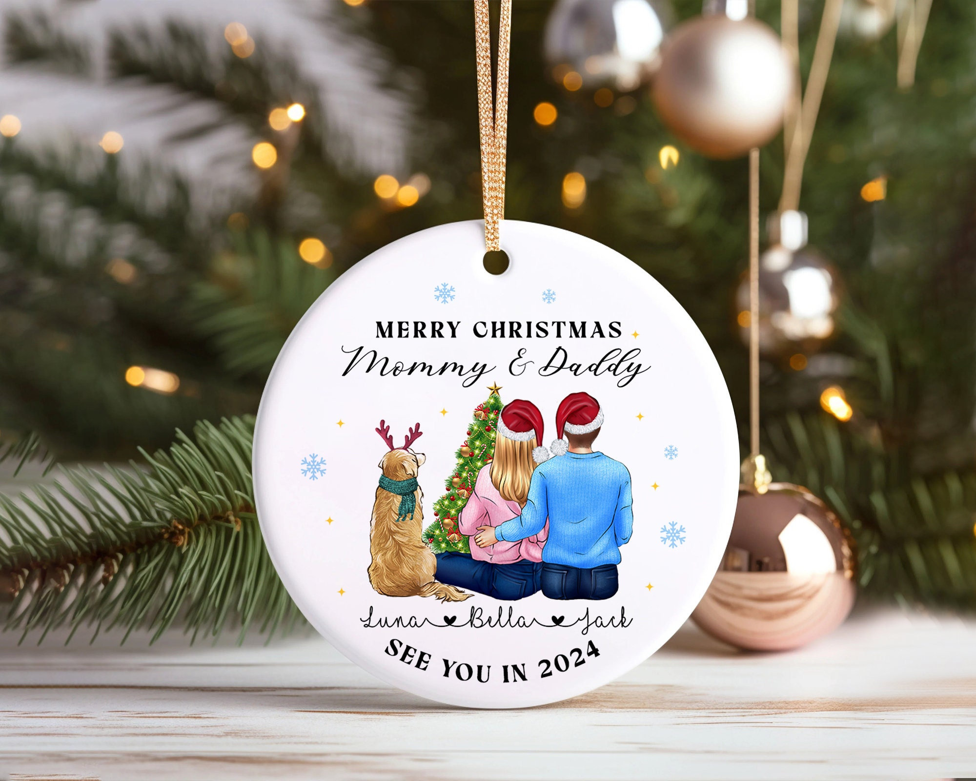 Merry Christmas Mommy Daddy See You In 2024 Pregnancy Ornam Inspire Uplift