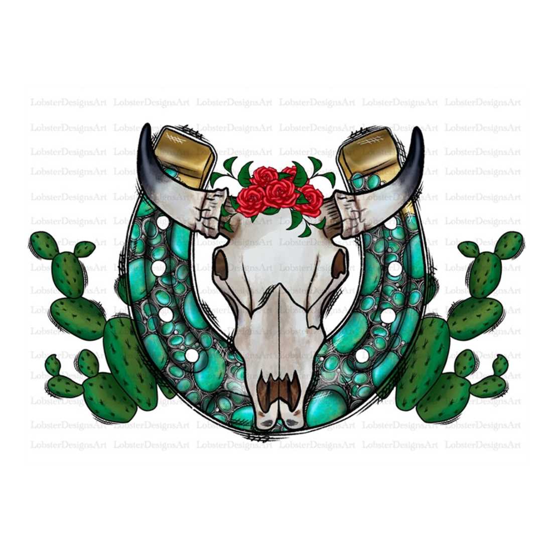 Horseshoe Bull Skull Gemstone Png, Western Horseshoe Design, | Inspire ...