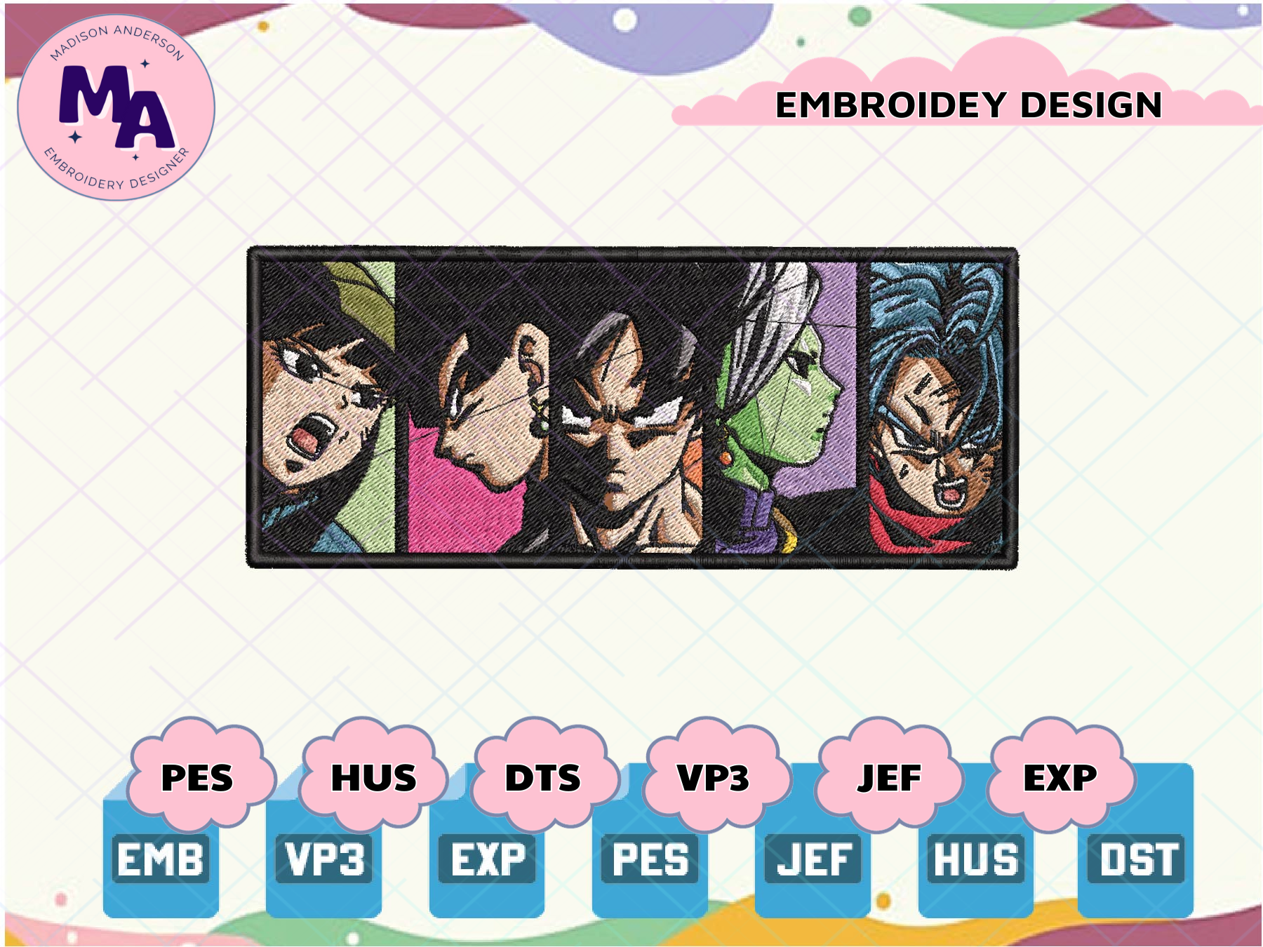 Anime Embroidery Design File, Machine Embroidery Designs, In | Inspire ...