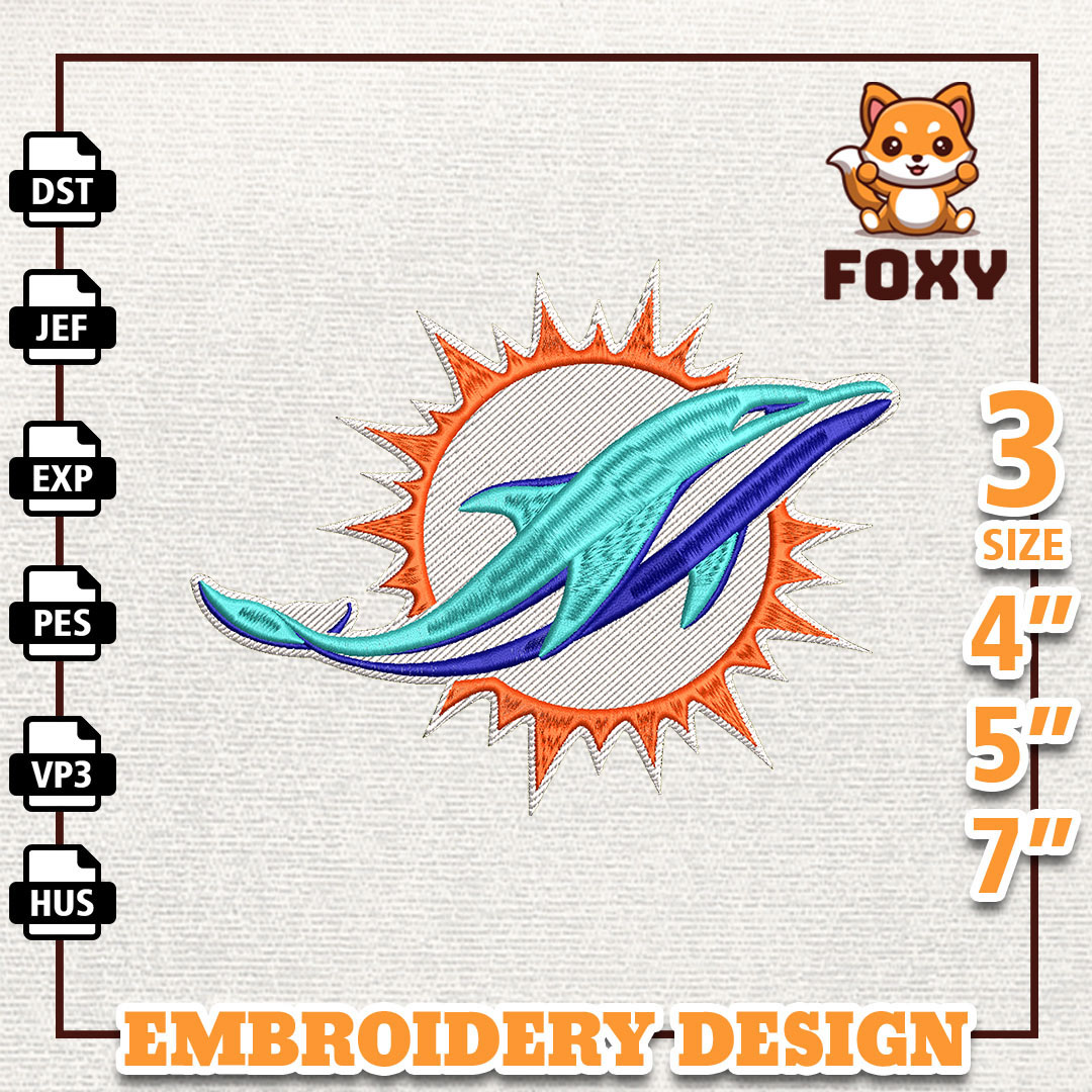 NFL Miami Dolphins, NFL Logo Embroidery Design, NFL Team Emb - Inspire ...