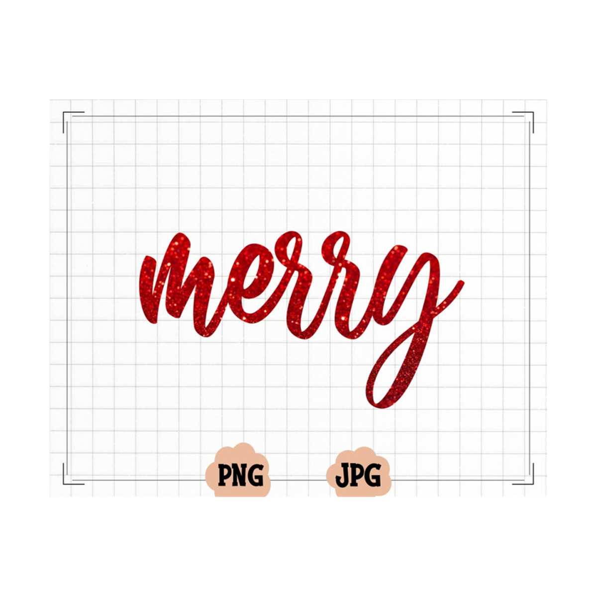 Red Glitter Covered Merry PNG, Merry PNG, Merry Christmas PN | Inspire ...