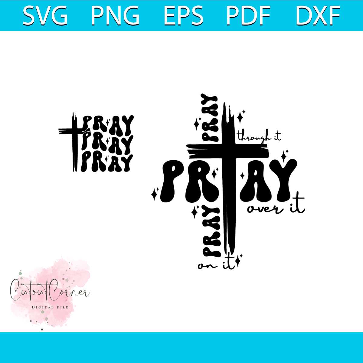 Pray on it Pray over it Pray through it svg, Pray svg, retro | Inspire ...