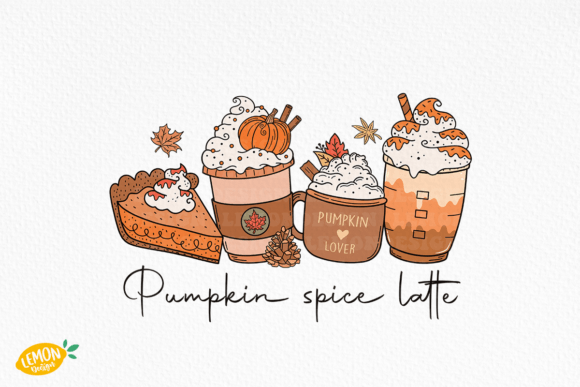 Retro Fall Pumpkin Spice Latte PNG | Inspire Uplift