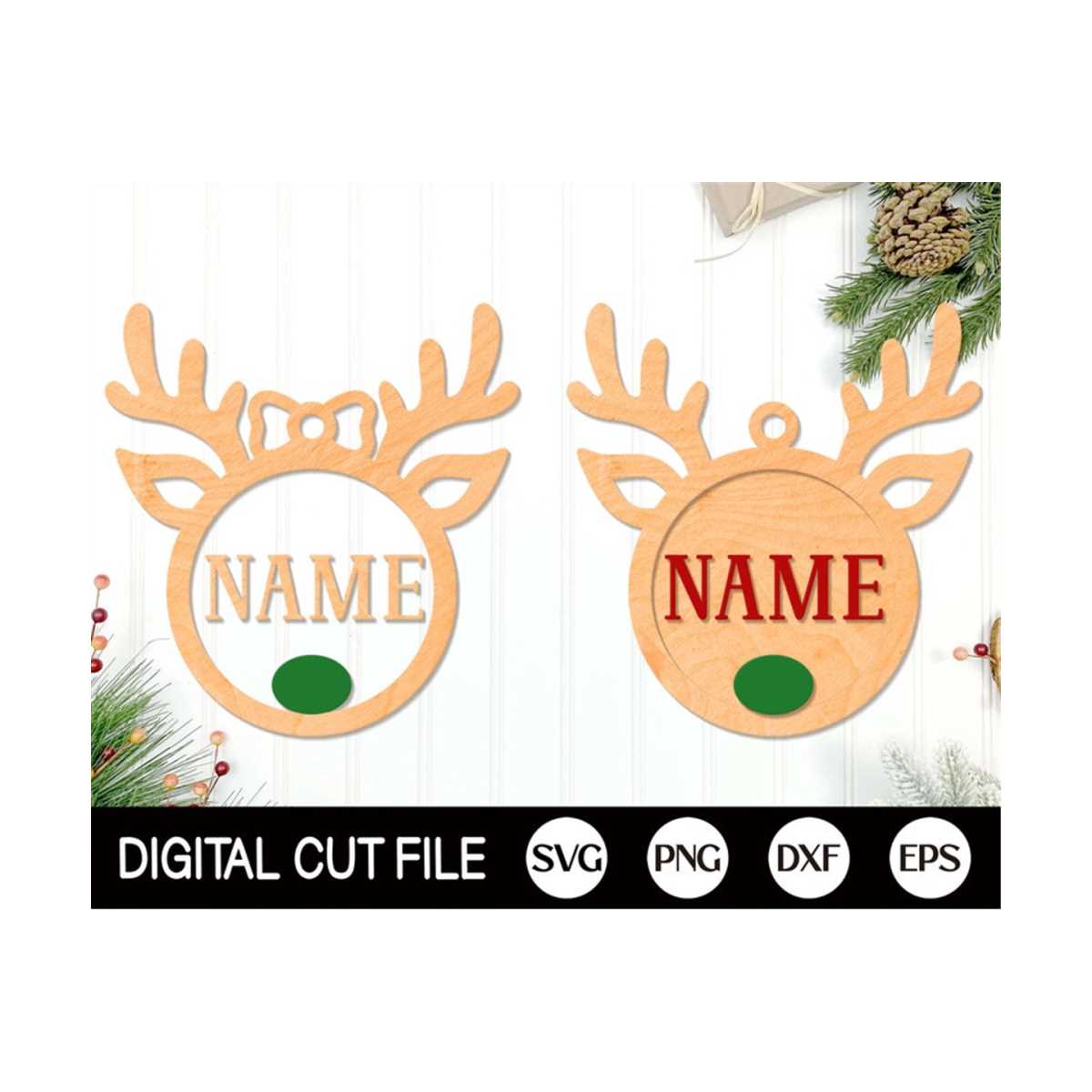 Reindeer Monogram SVG, Christmas Ornaments SVG, Funny Christ | Inspire ...