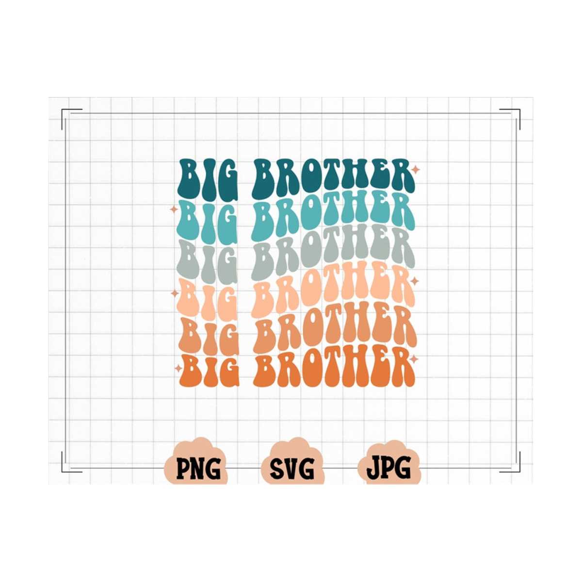 Retro Wavy Big Brother Svg, Big Brother Svg, Big Brother Pn - Inspire ...