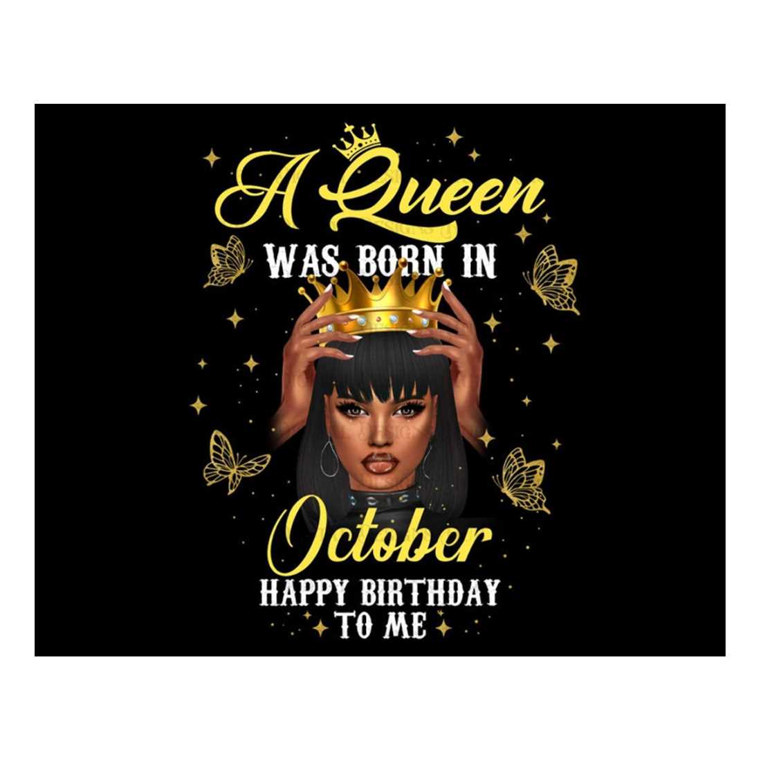 October Birthday Queen Png, Black Queen Png Instant Download - Inspire ...