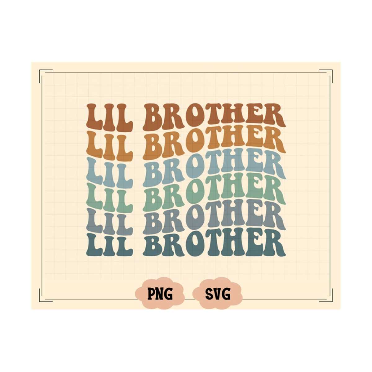Retro Wavy Lil Brother Svg, Lil Brother Svg, Lil Brother Pn | Inspire ...