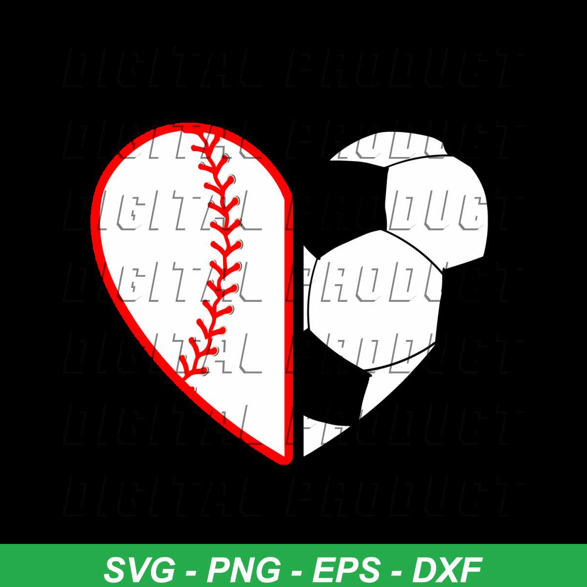 Baseball And Soccer Heart SVG Clip Art Cut File Silhouette d | Inspire ...