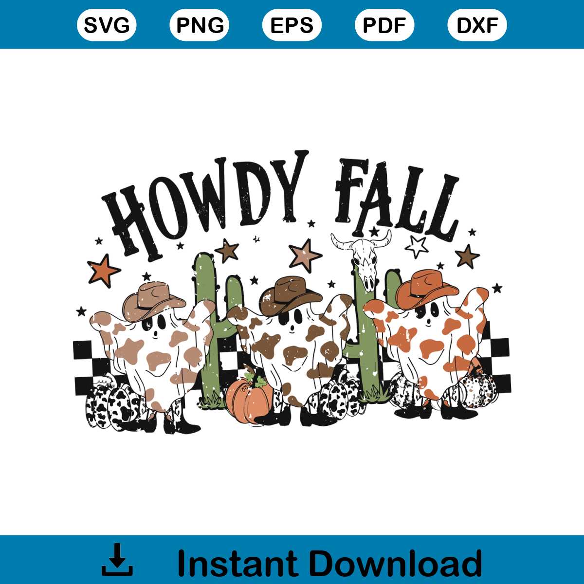 Howdy Fall Western Halloween Cowboy Ghost SVG Cricut File | Inspire Uplift
