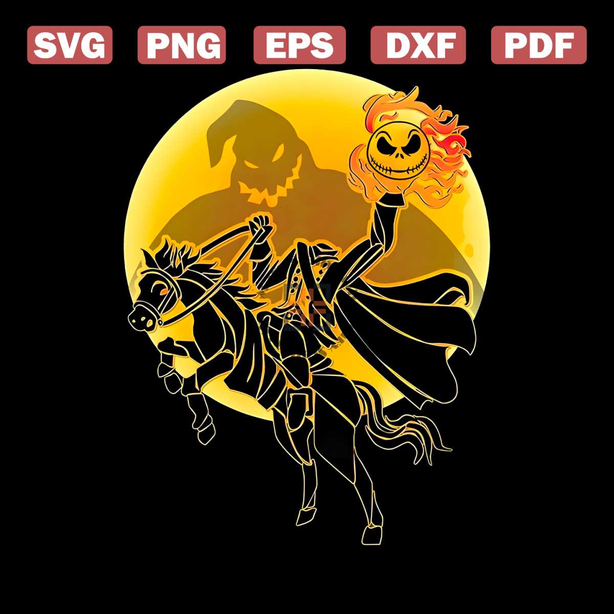 Headless Horseman Jack Skellington Moon PNG Download | Inspire Uplift