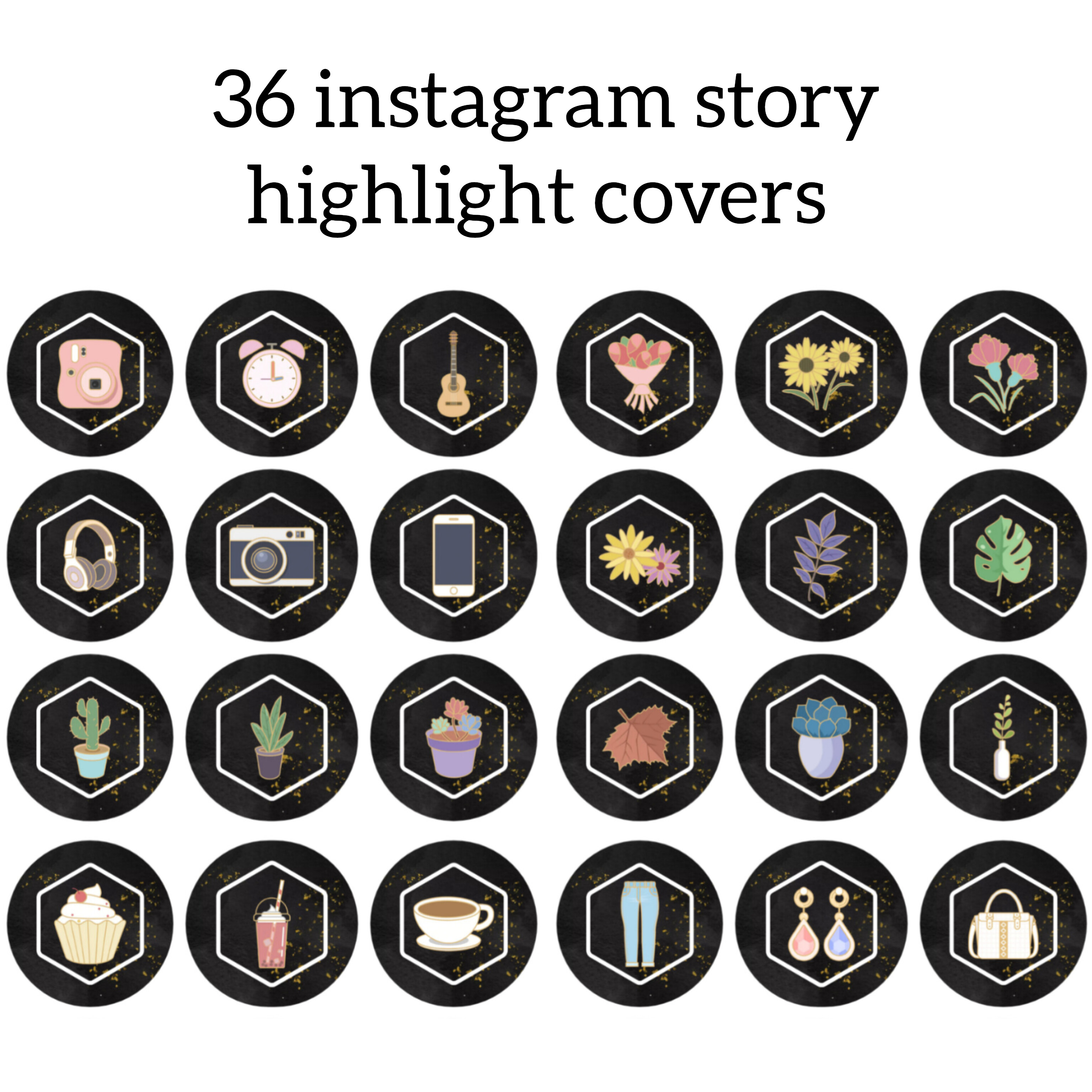 36 Lifestyle Black Instagram Highlight Icons. Bright Instagr | Inspire ...