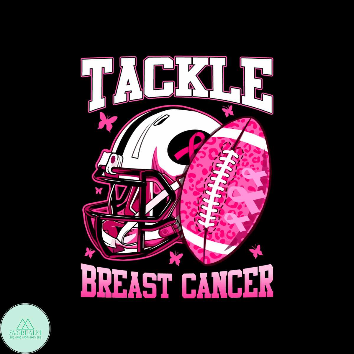 Tackle Breast Cancer Football Helmet Pink Rugby Ball SVG | Inspire Uplift