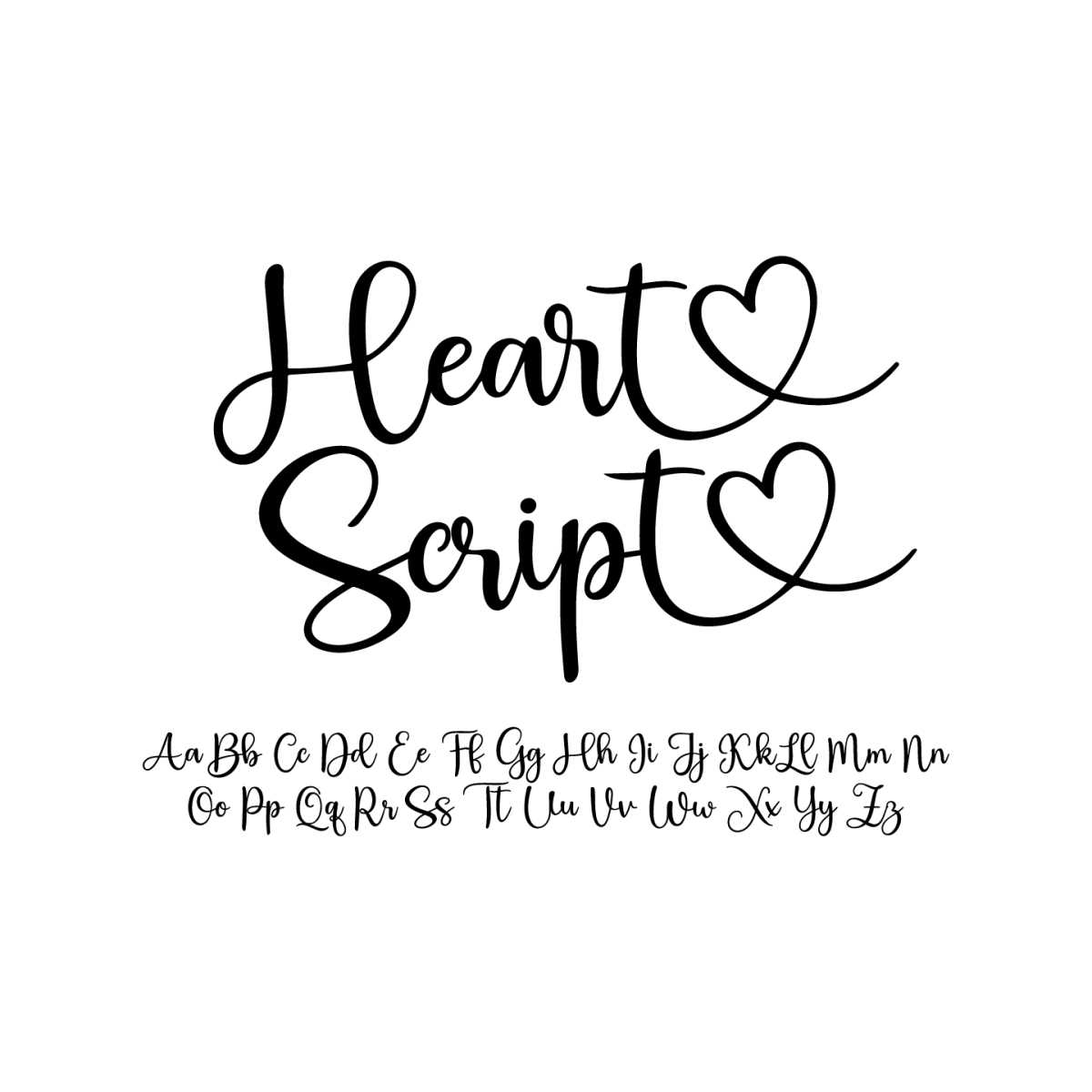 Heart Script Font, Script Font, Font with Hearts, Font with | Inspire ...