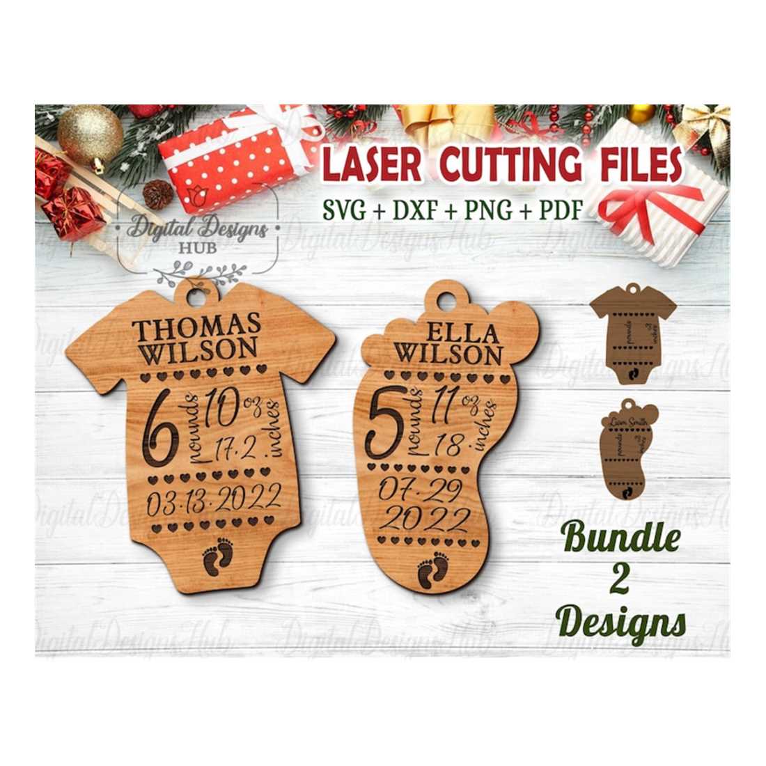 Baby First Christmas Ornaments SVG Laser Cut File, My First | Inspire ...
