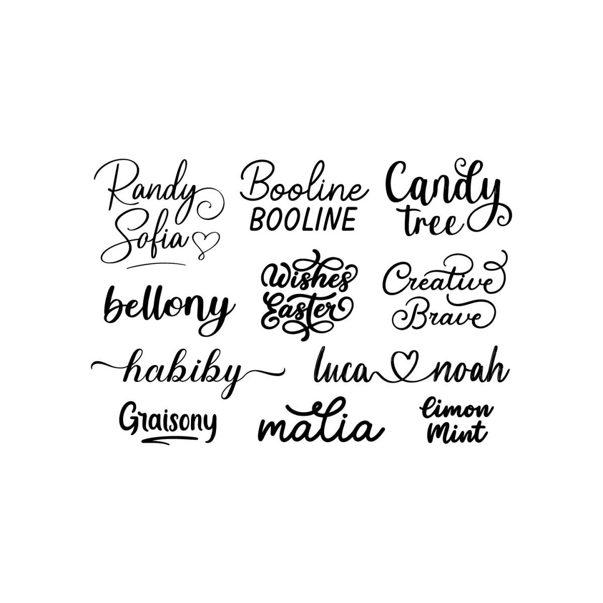 Script Font Bundle, Cursive Fonts with Hearts Bundle, Weddin | Inspire ...