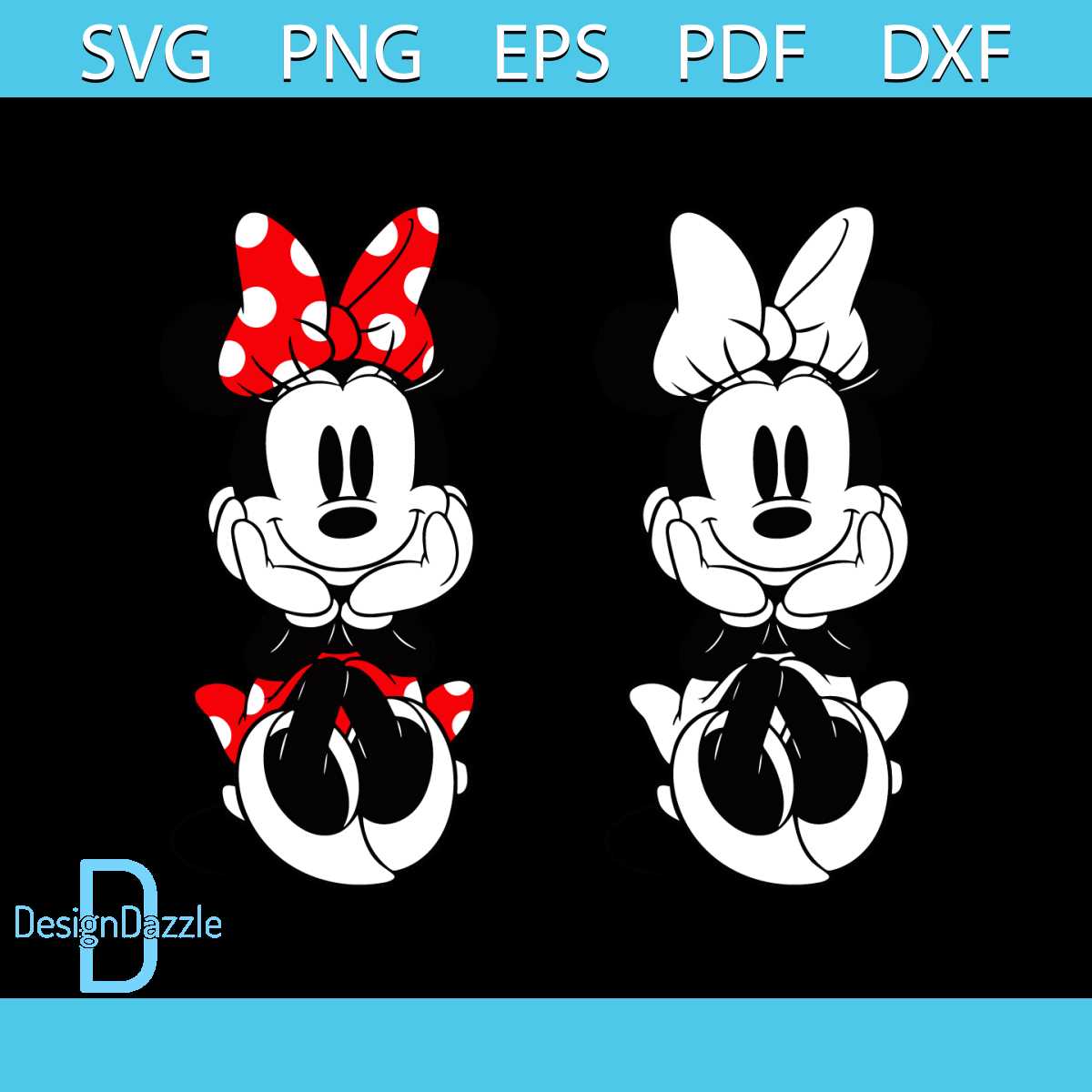 Minnie Mouse Vintage Cute Cuddly Sitting | 2 & 3 color layer | Inspire ...