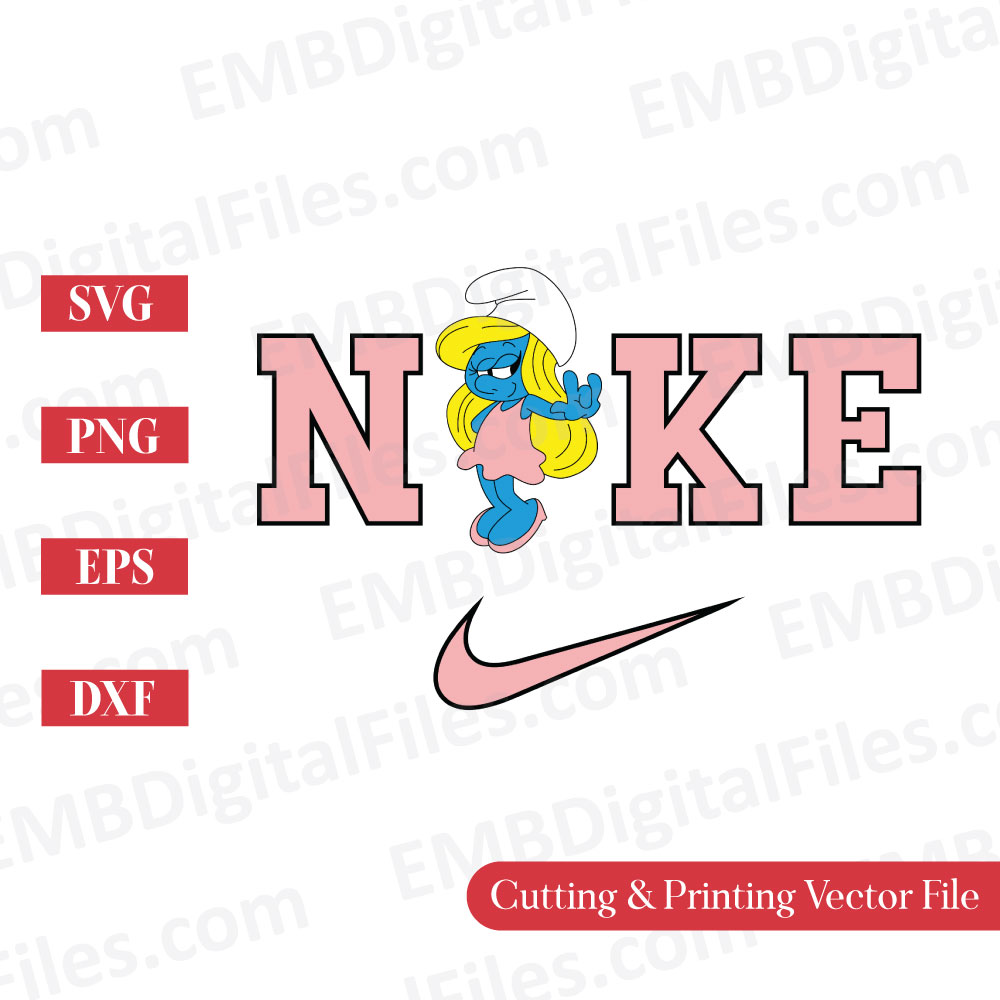 Nike Swoosh Smurfette cartoon character SVG for Cricut | Inspire Uplift