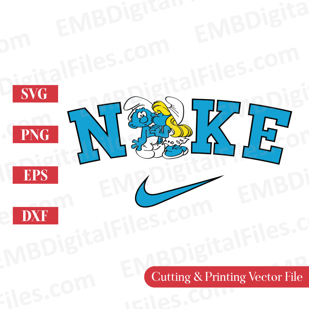 Nike Swoosh Smurfette kissing smurf SVG for Cricut | Inspire Uplift
