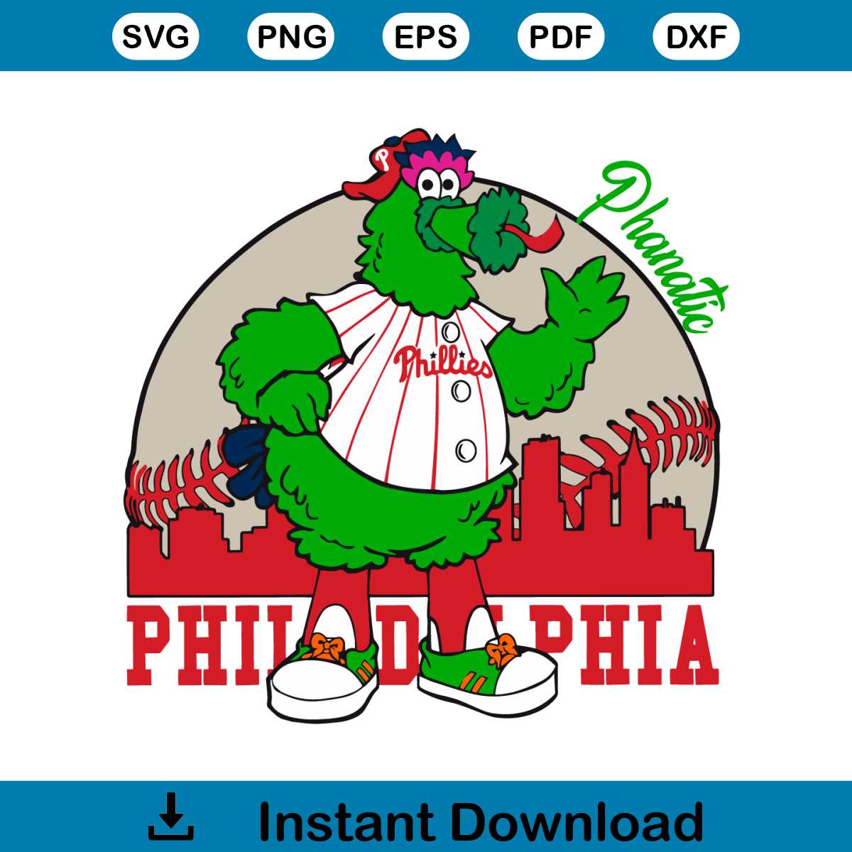Vintage Phillie Phanatic Cartoon Baseball SVG File For Cricu - Inspire ...