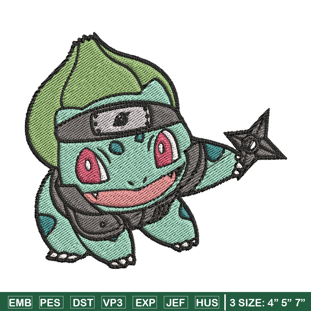 Bulbasaur ninja embroidery design, Pokemon embroidery, Anime | Inspire ...