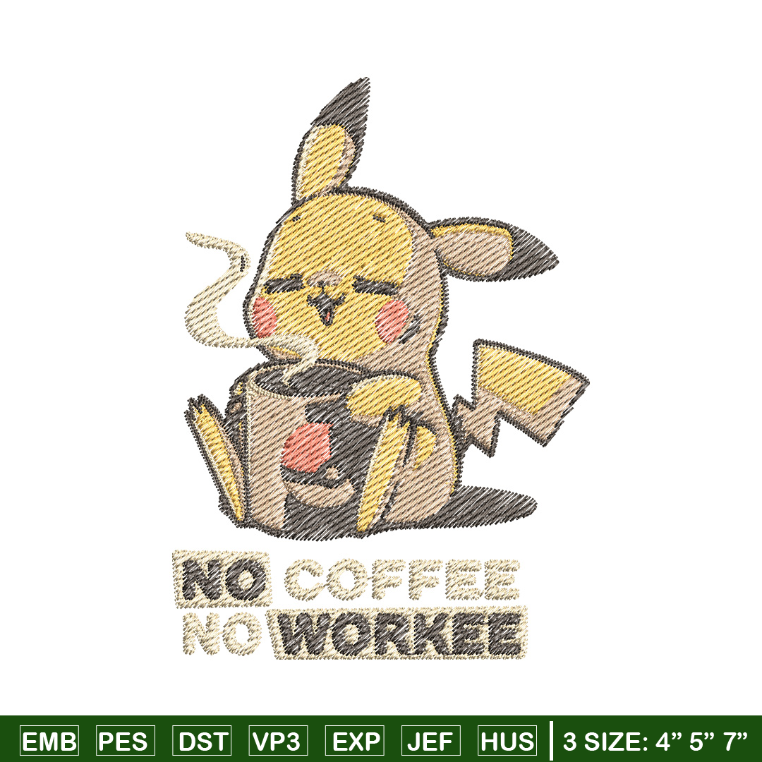 Pika coffee embroidery design, Pokemon embroidery, Anime des | Inspire ...
