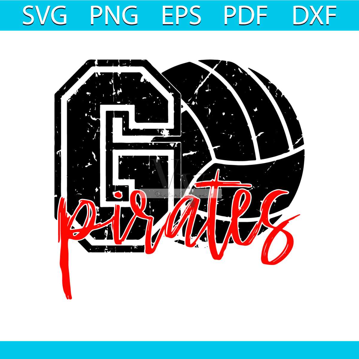 Go Pirates Mascot Volleyball SVG Digital Cut File PNG | Inspire Uplift