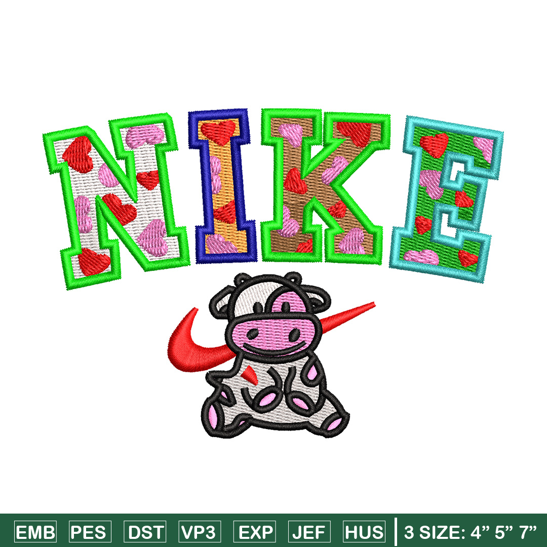 Cow color x nike embroidery design, Cow embroidery, Nike des - Inspire ...