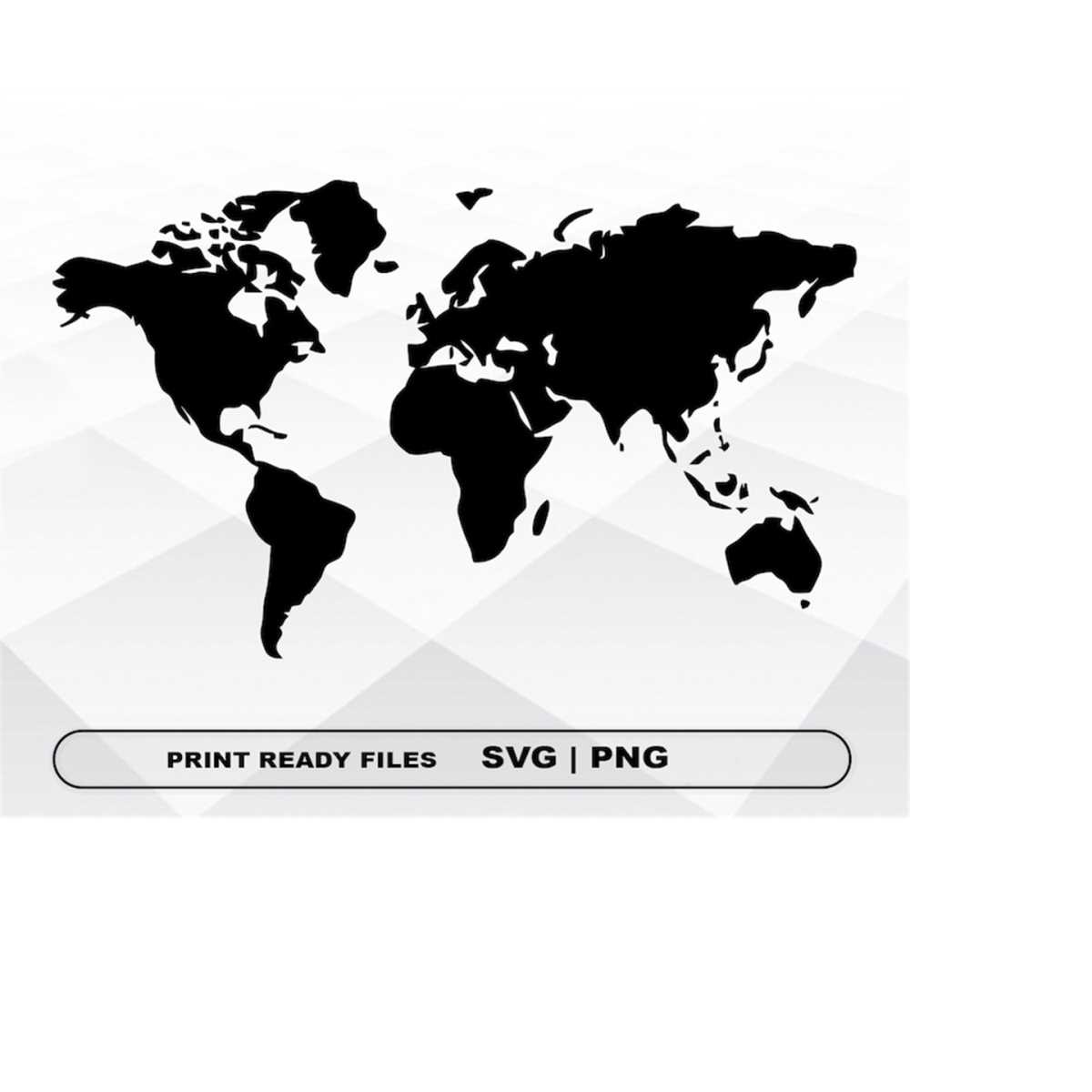 World map SVG and PNG Files Clipart, Continents Print SVG, D - Inspire ...