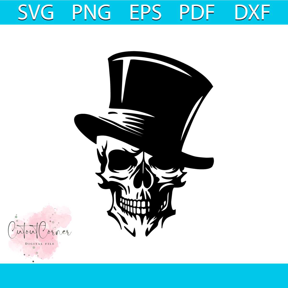 Skull with Top Hat svg file,Skull Hat svg, Skull cut file,Ha | Inspire ...
